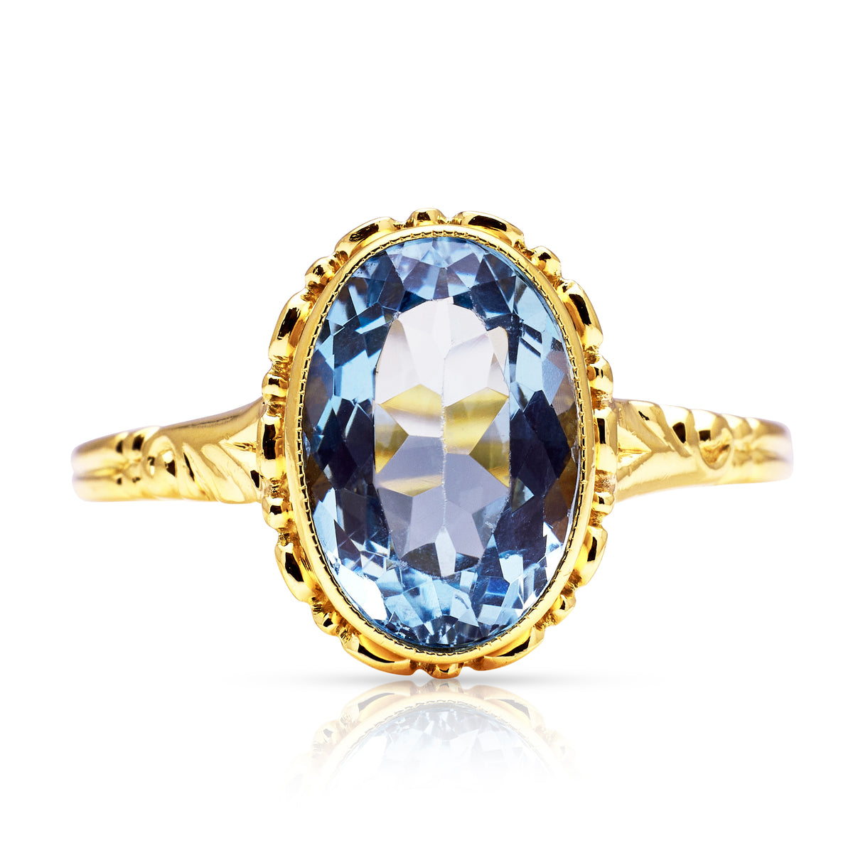 Antique, oval-cut aquamarine single stone ring – Antique Ring Boutique : US store, all free of ...