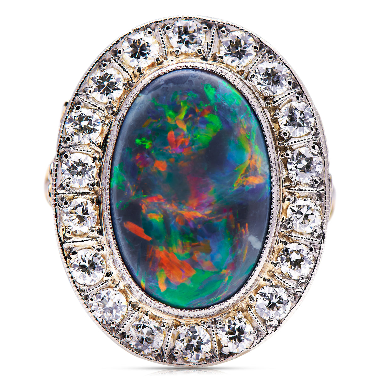 antique black opal ring