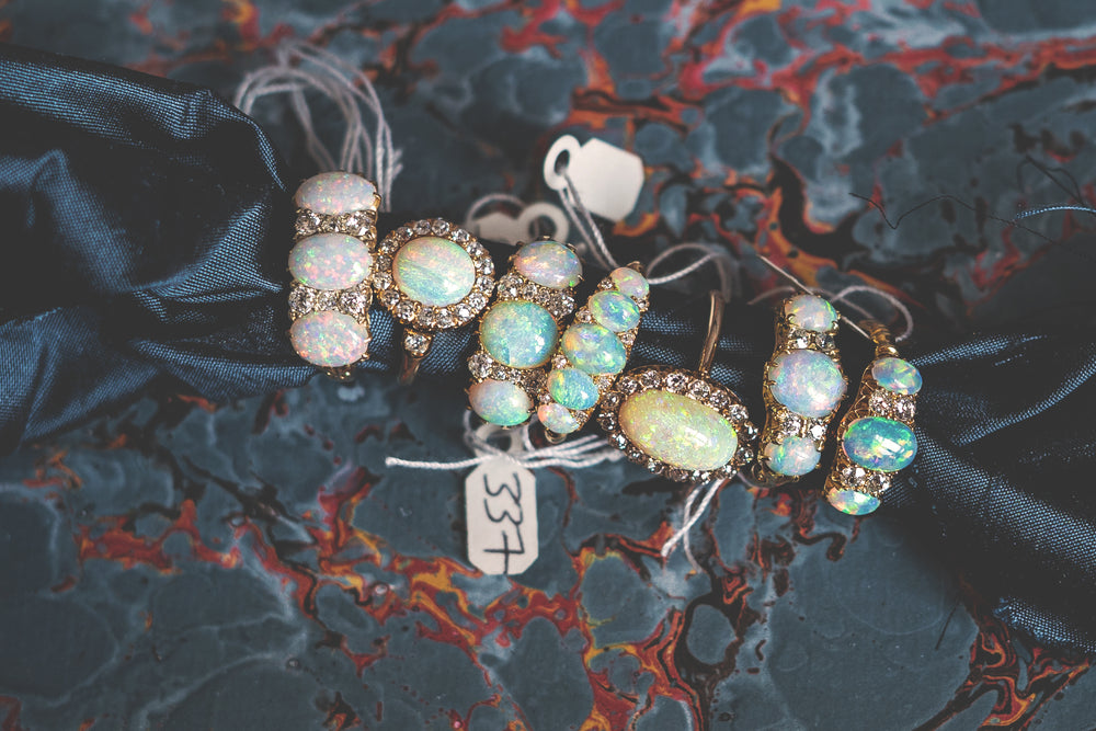 Victorian, crystal opal & diamond half hoop ring – Antique Ring Boutique