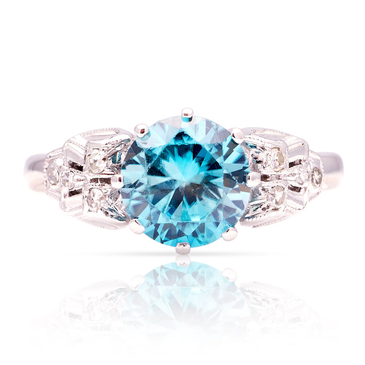 Zircon vintage & antique rings, mostly blue but also red, green and ...