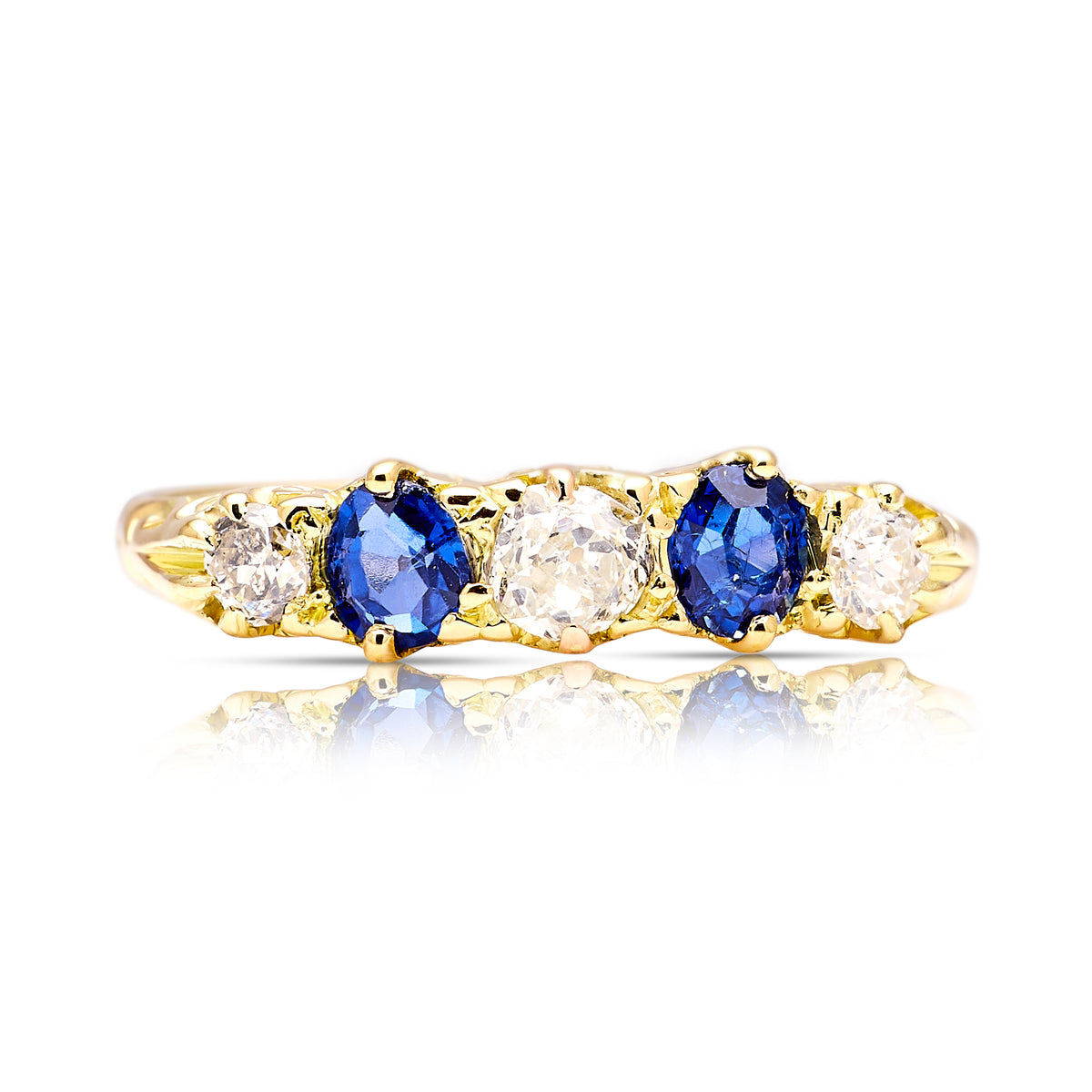 Antique, Edwardian five-stone sapphire & diamond ring – Antique Ring ...