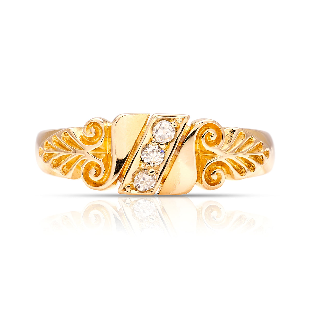 Antique, Victorian three-stone diamond scroll ring – Antique Ring ...