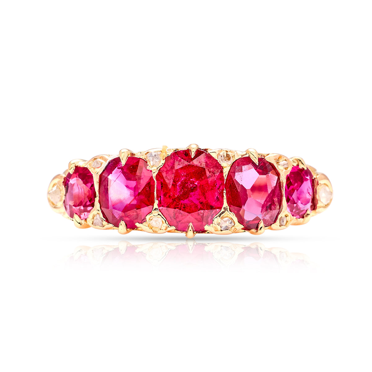 Antique, Victorian Burmese ruby five stone ring – Antique Ring Boutique