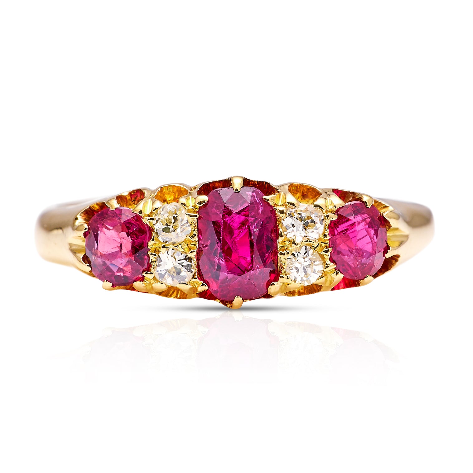 Antique, Edwardian three-stone ruby and diamond ring – Antique Ring ...