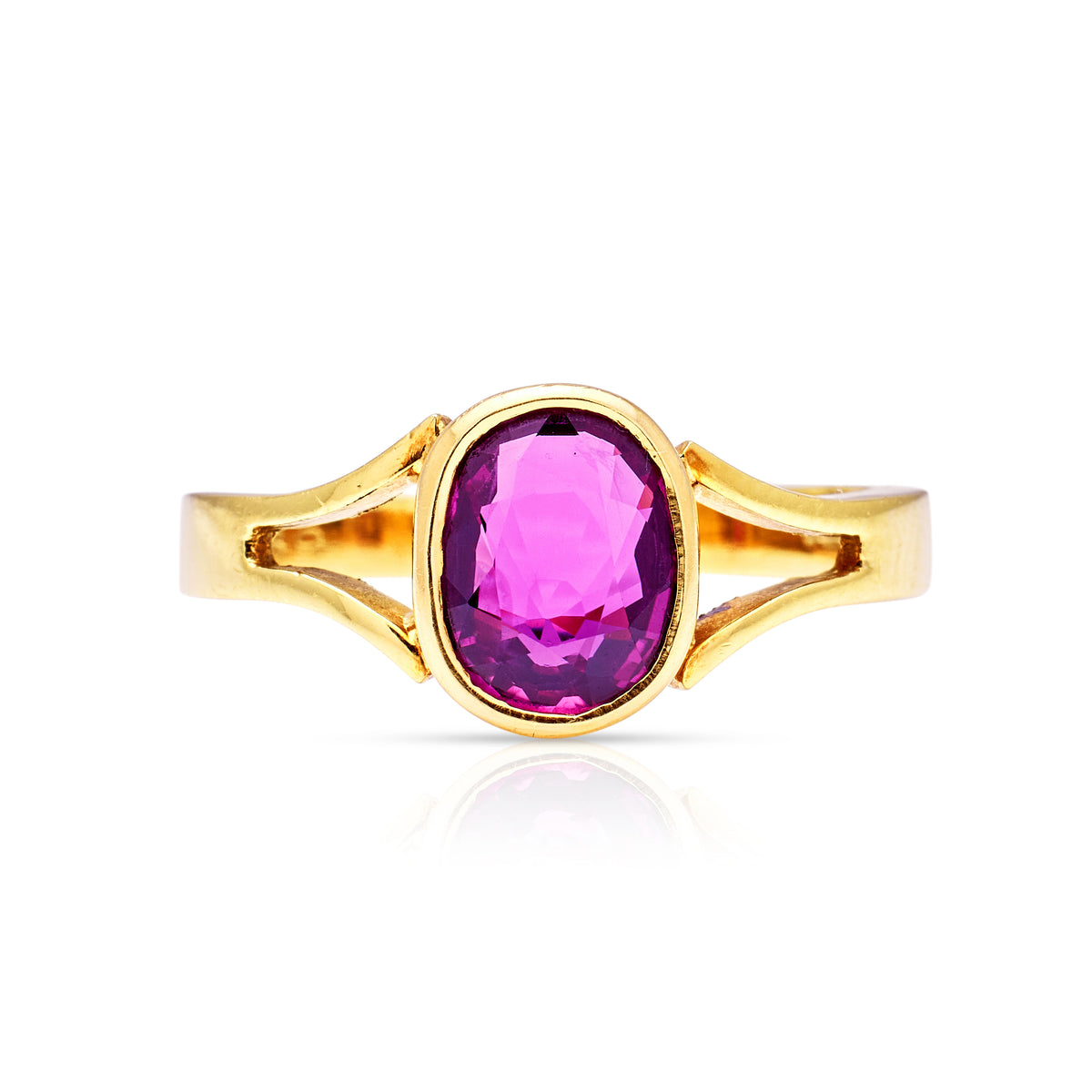 Vintage, 1970s single-stone ruby ring, 18ct yellow gold – Antique Ring ...