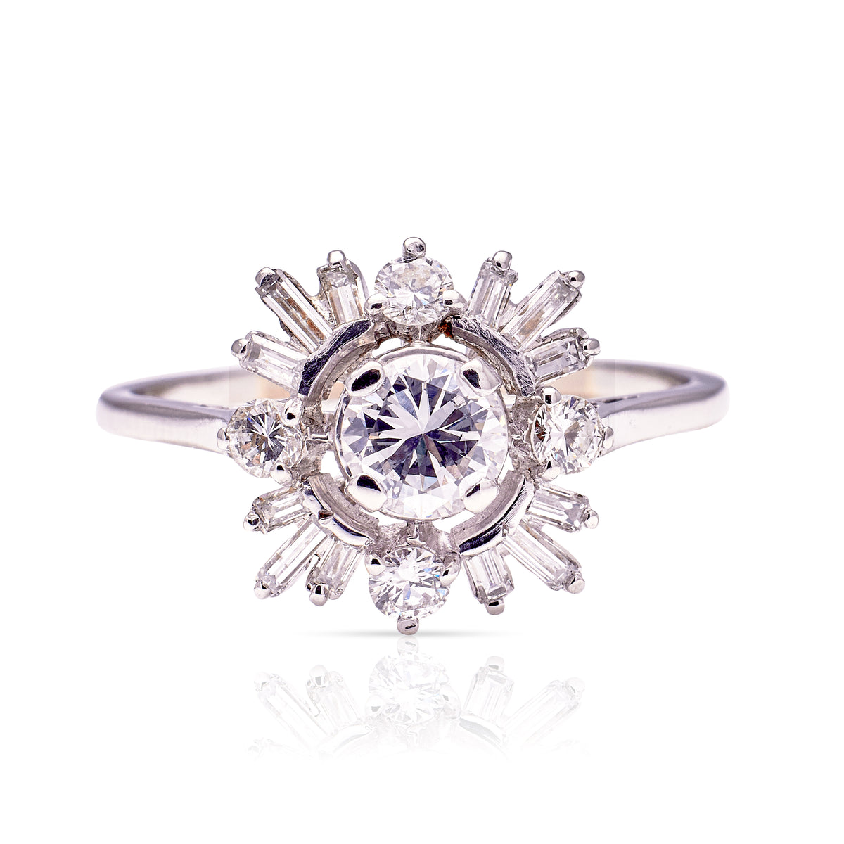 Vintage, diamond cluster engagement ring, 18ct white gold – Antique ...