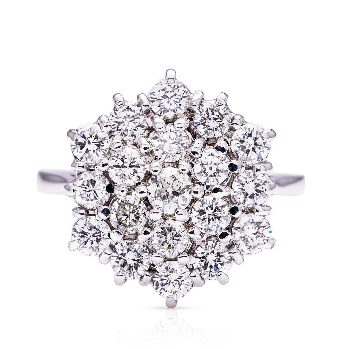 Vintage, large diamond cluster ring, 18ct white gold – Antique Ring ...