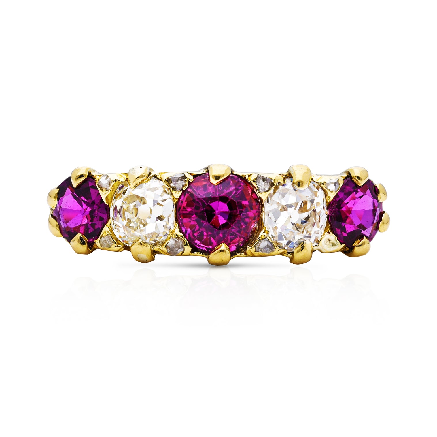 Antique, Edwardian five-stone ruby & diamond ring – Antique Ring Boutique