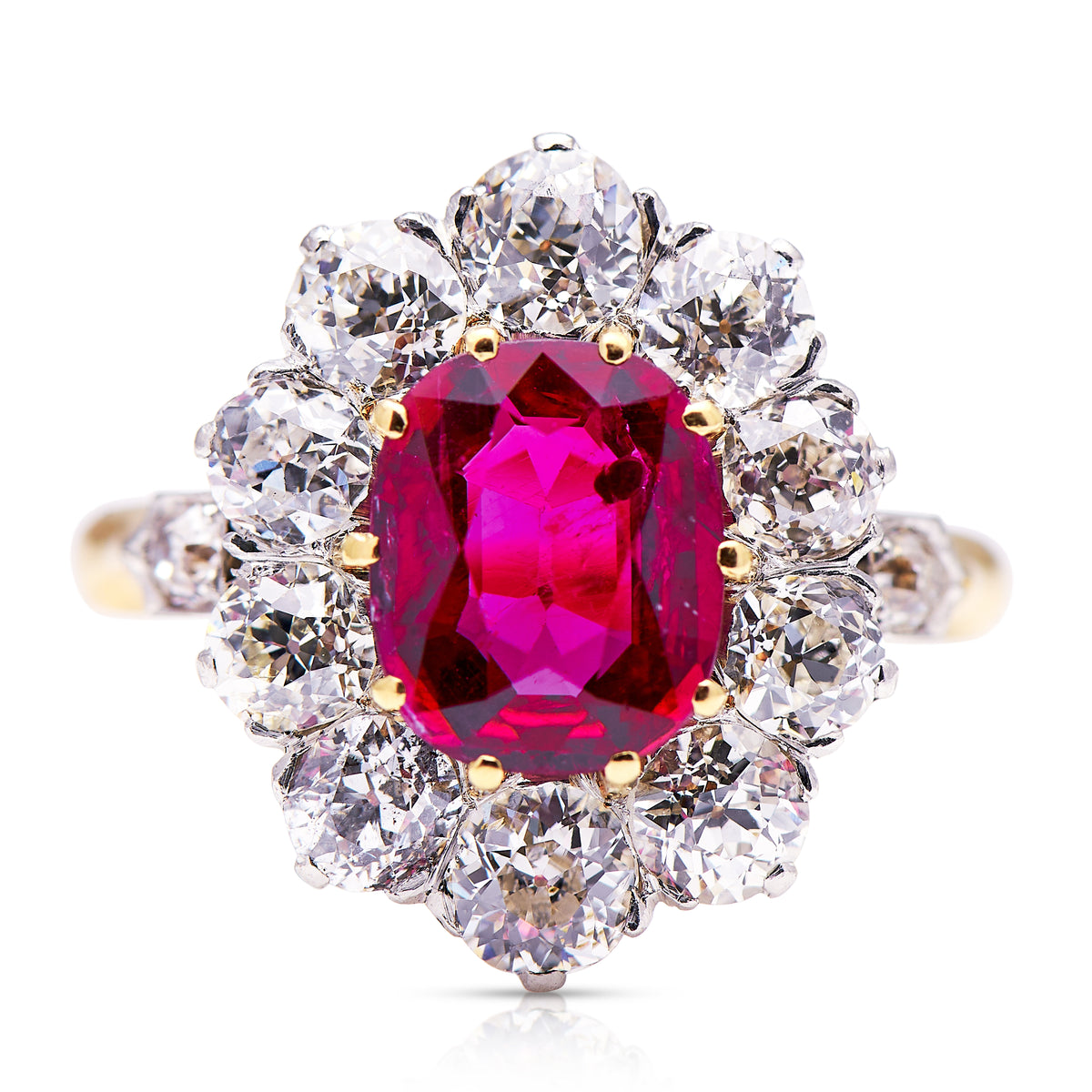 Antique, French, ruby & diamond cluster engagement ring – Antique Ring ...
