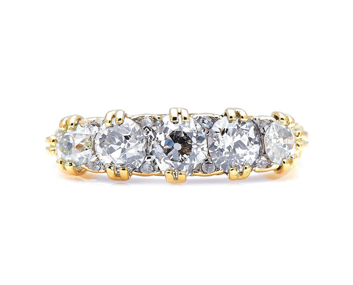 Victorian, 18ct gold, diamond five-stone ring – Antique Ring Boutique